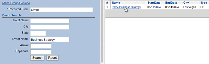 Using the Call Center Form to Make a Passkey Reservation