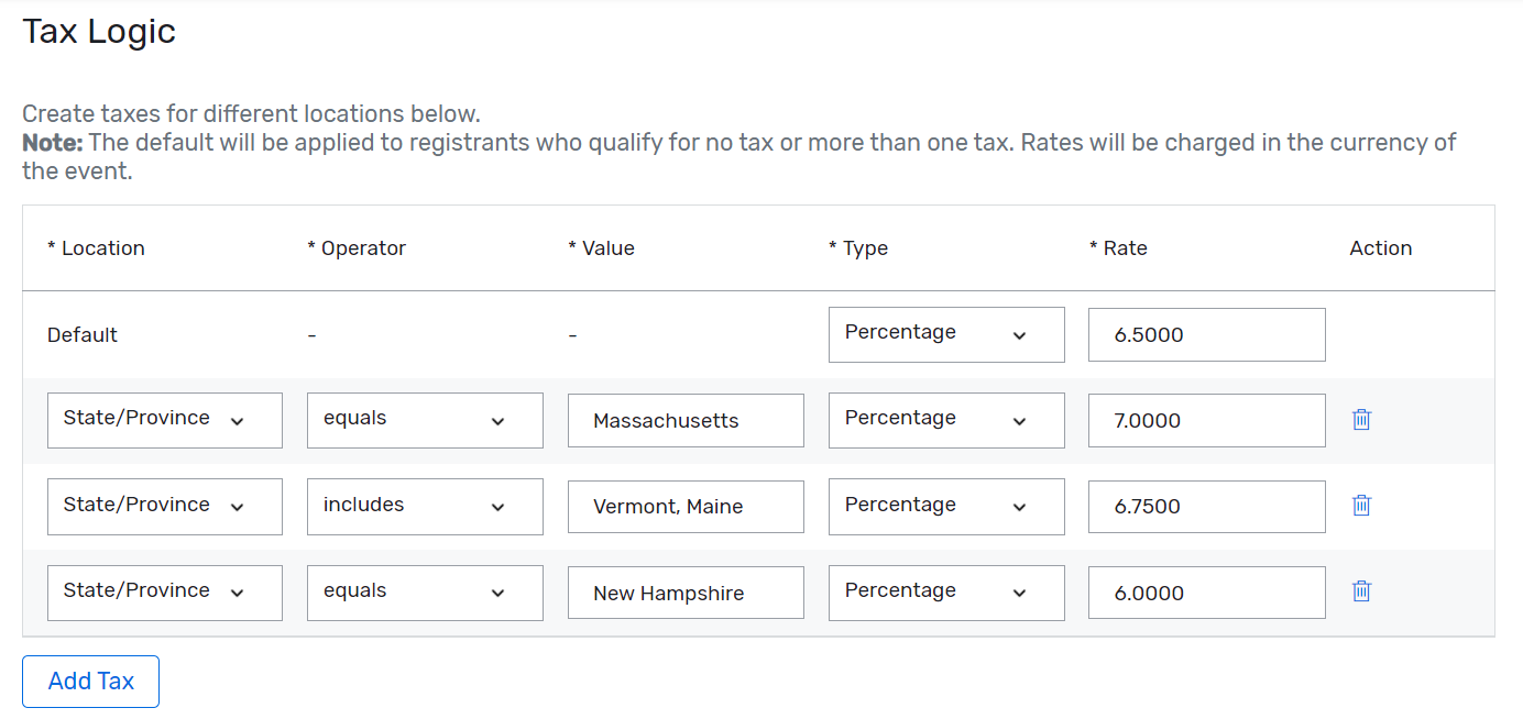 Adding Tax Schedules
