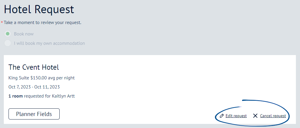 Modifying Hotel Requests in Your Event