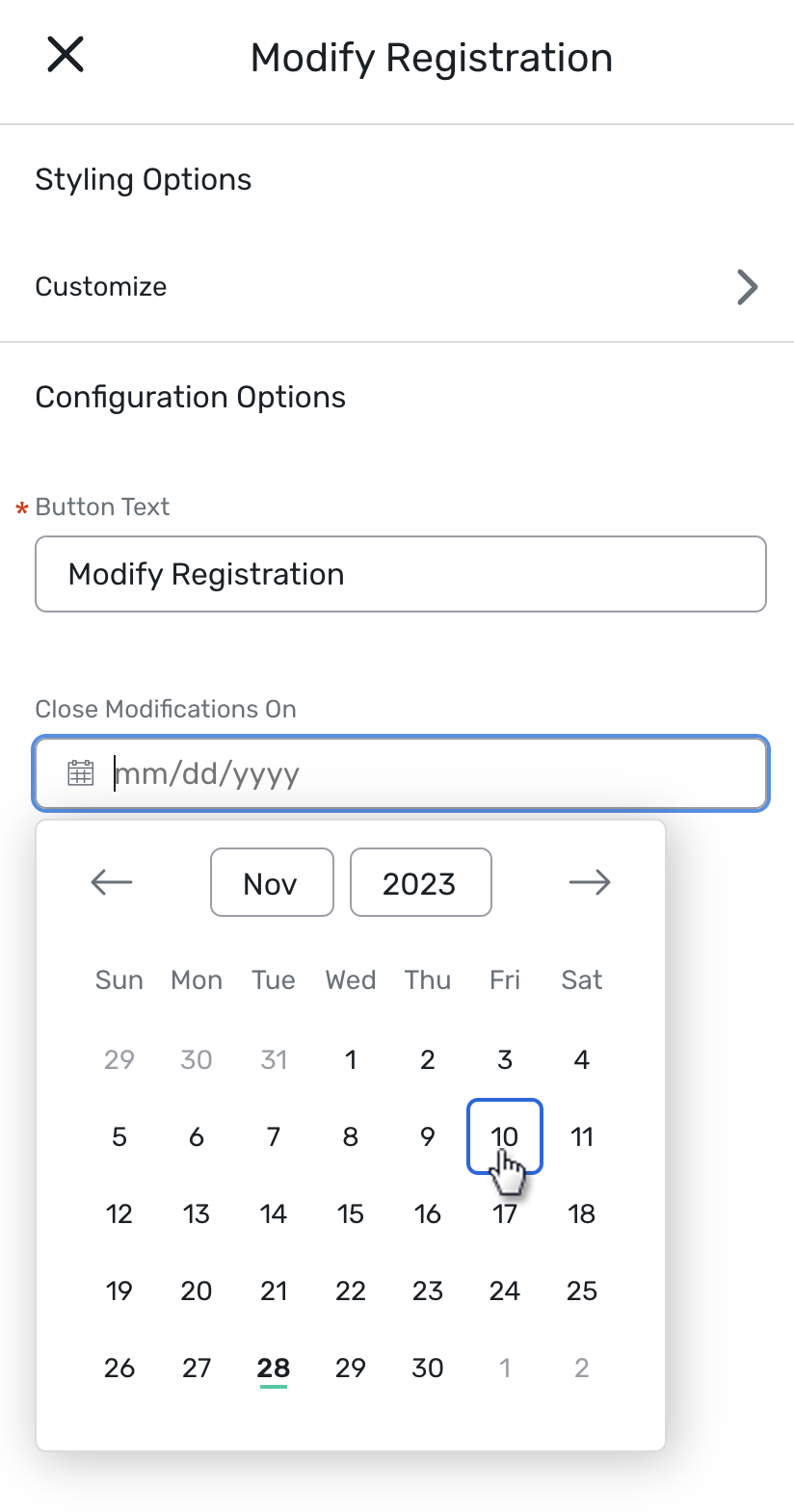 Modifying Registrations