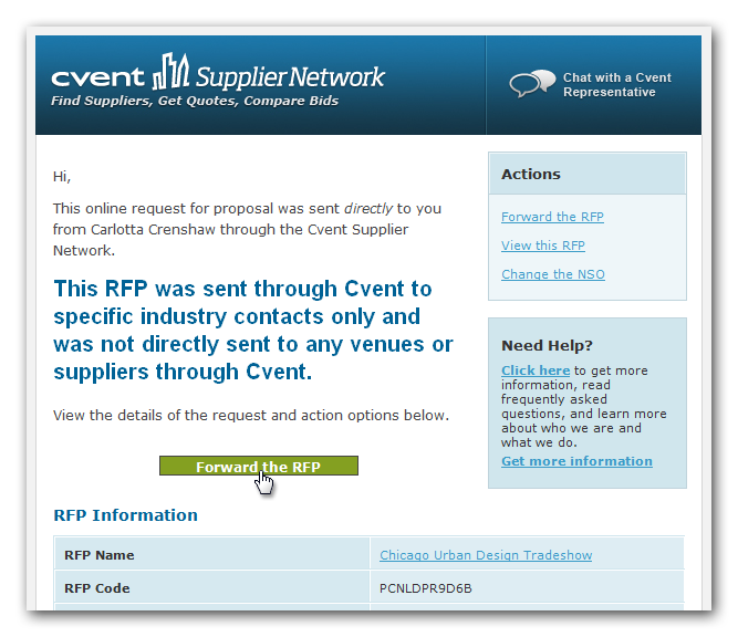 Forwarding an RFP