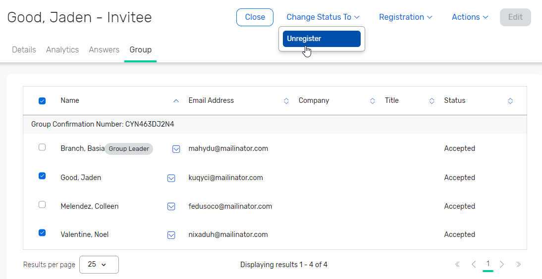 Using Group Registration