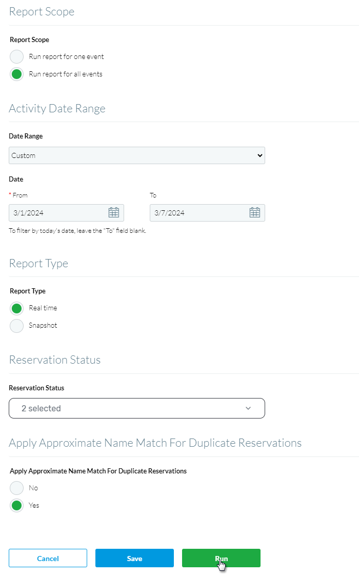 Running the Room List Report in Passkey