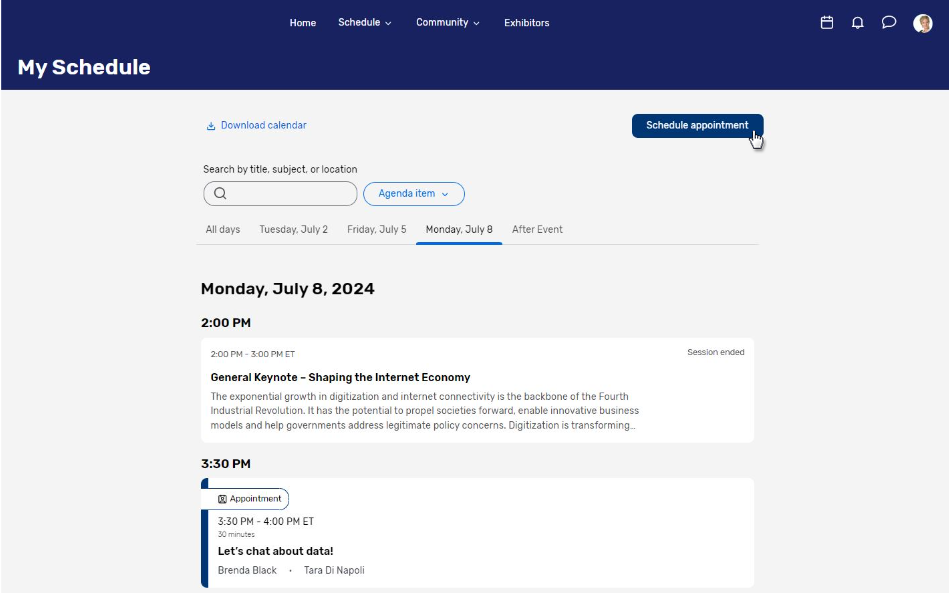 Managing Appointments in Attendee Hub