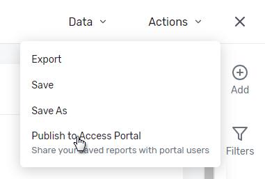 Publishing a Report to Access Portals
