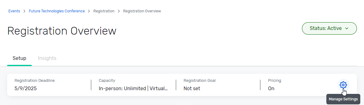 Using the Registration Overview Page
