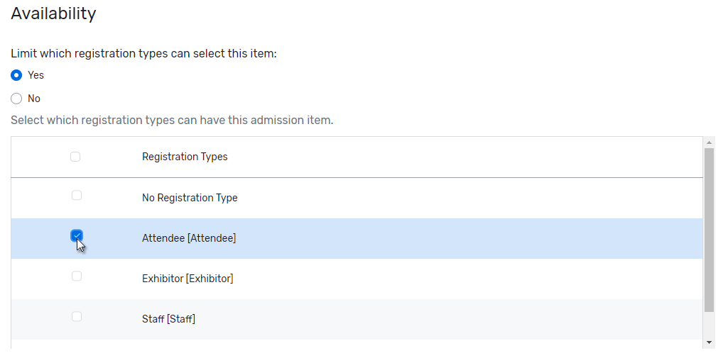 Creating Admission Items