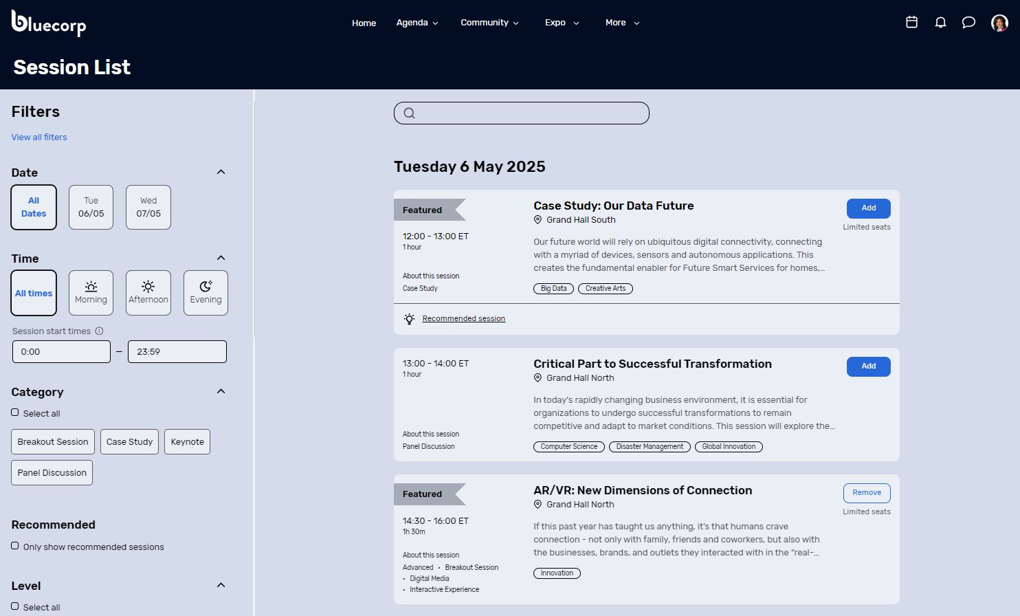 Registering for Sessions on the Attendee Hub