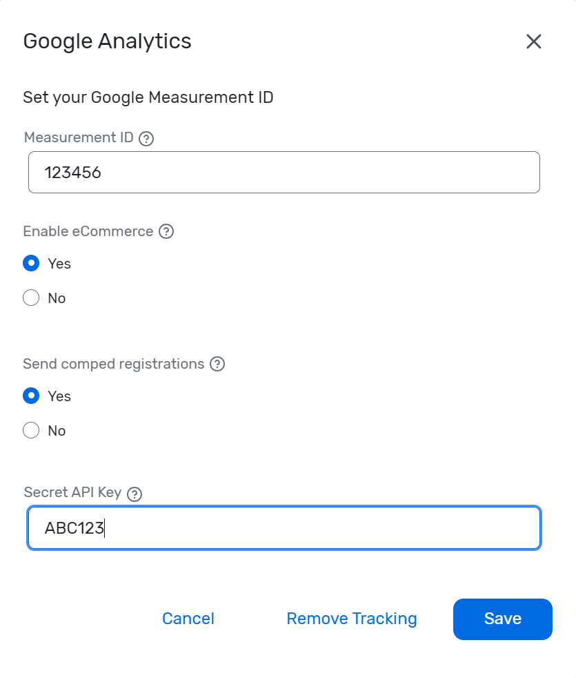 Configuring Google Analytics in Your Event