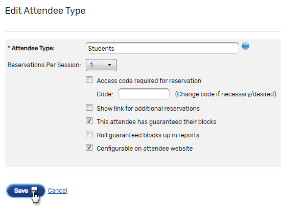 Managing Attendee Types in a Passkey Event