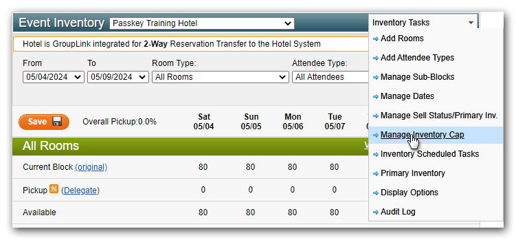 Managing Inventory Cap Rules in Passkey
