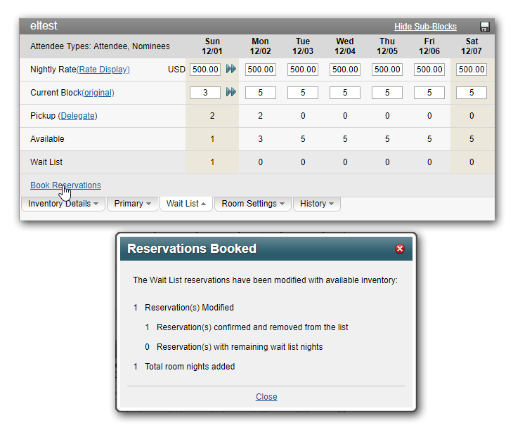 Managing Waitlisted Reservations