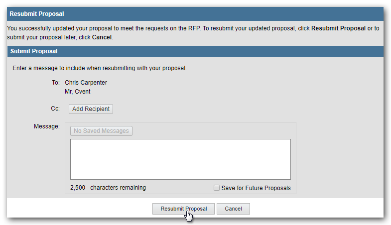Updating a Proposal for a Revised RFP