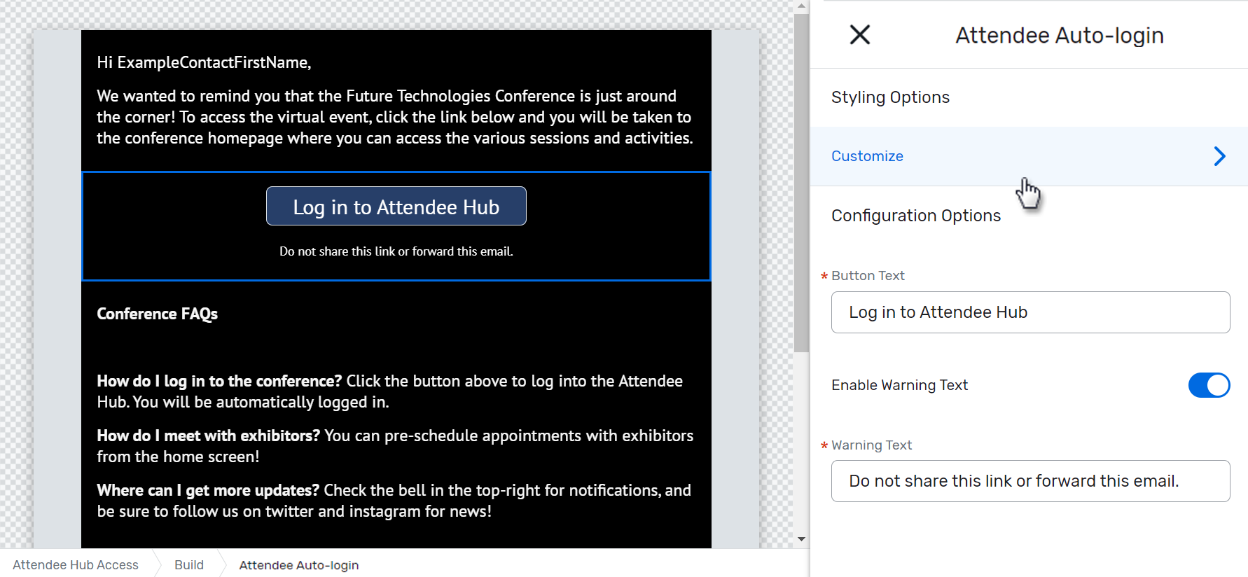 Sharing Your Attendee Hub Website Link with Attendees