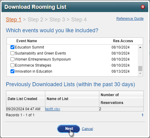 Using the RoomList Download Feature in RezHUB