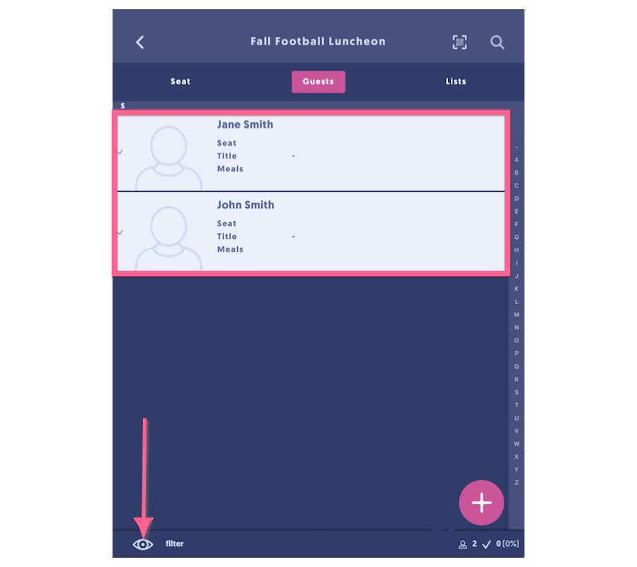 Using the Mobile Check-In App for Event Diagramming