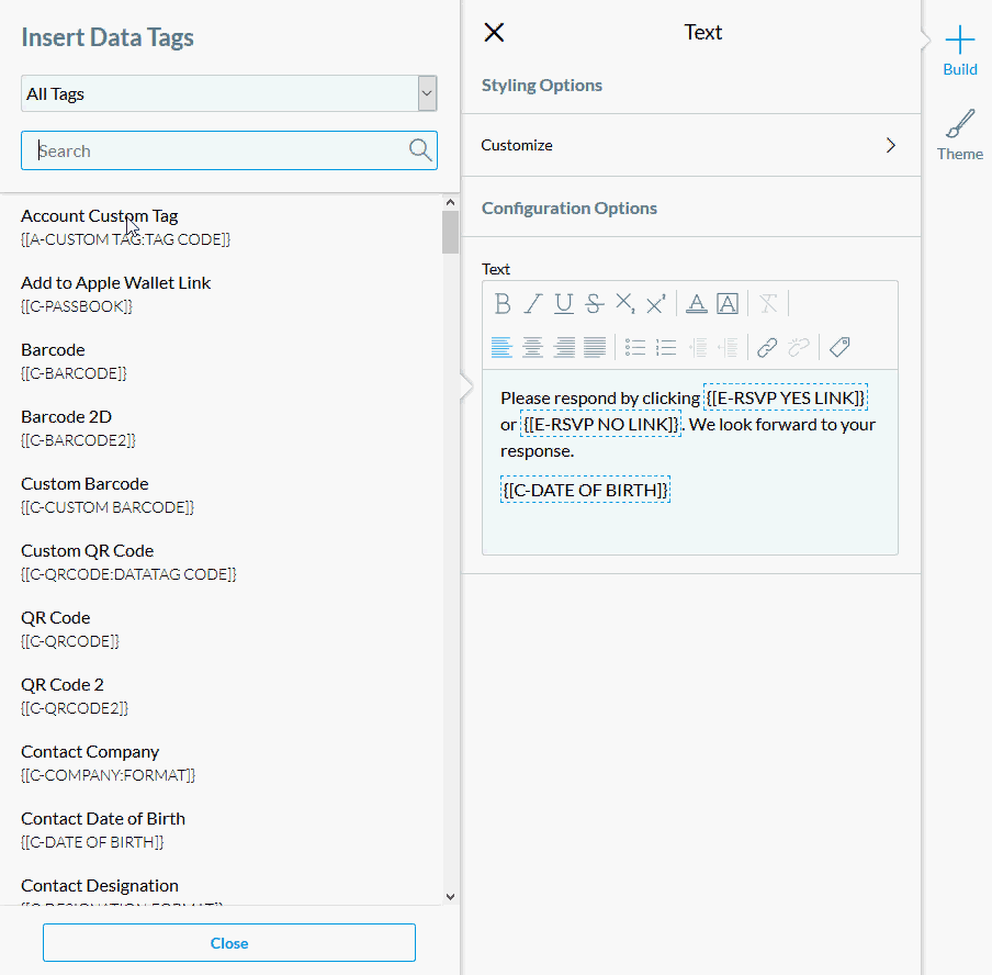 Using Data Tags in Event