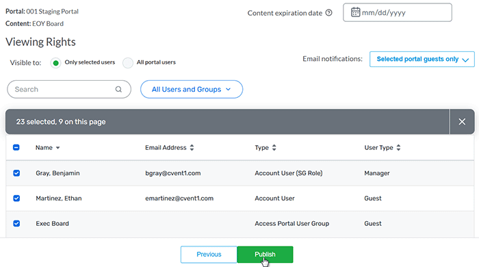 Publishing a Report to Access Portals