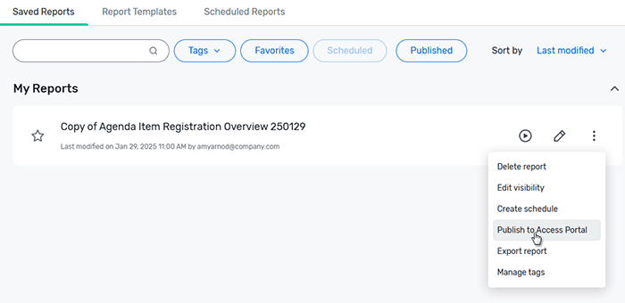 Publishing a Report to Access Portals