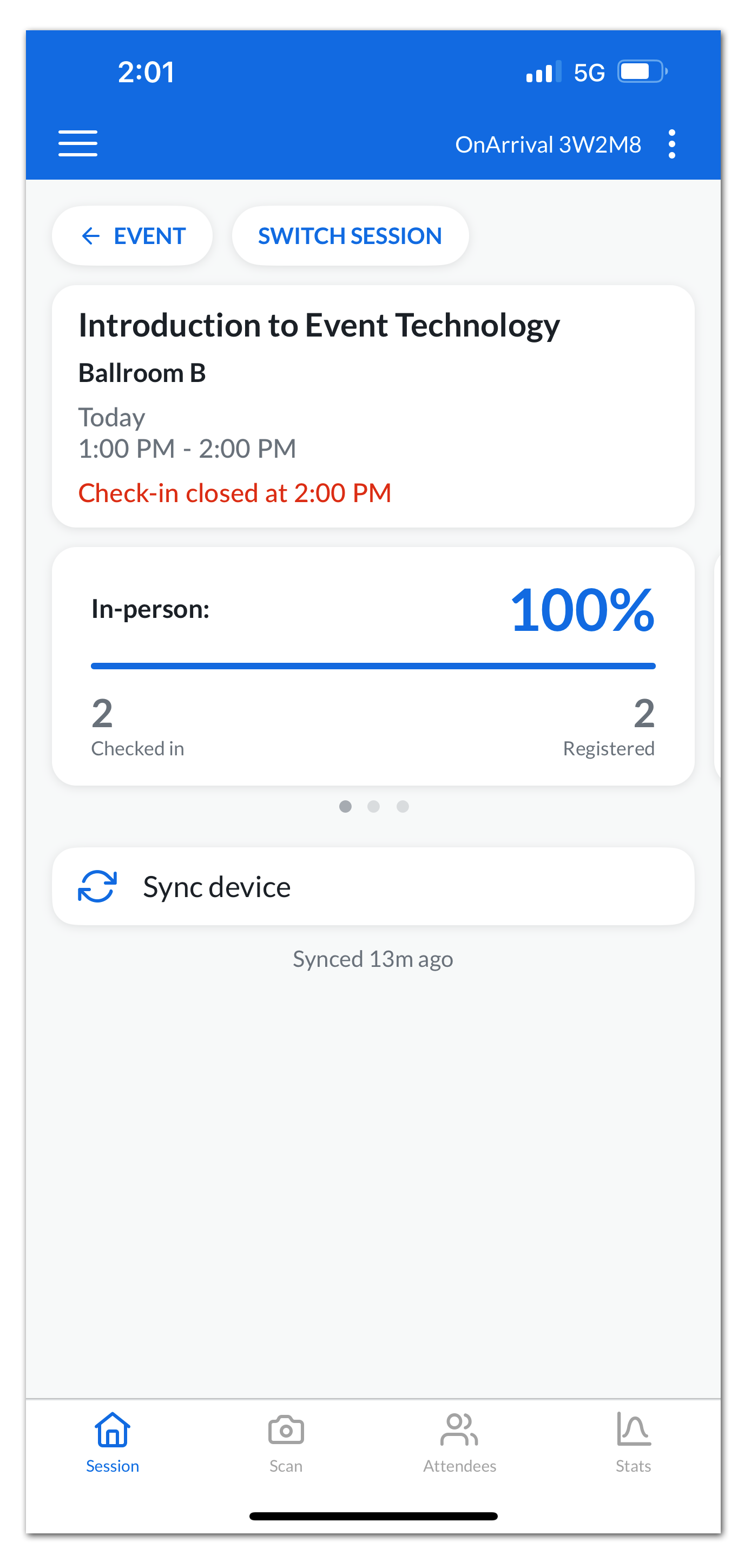Configuring Session Check-In Settings in OnArrival
