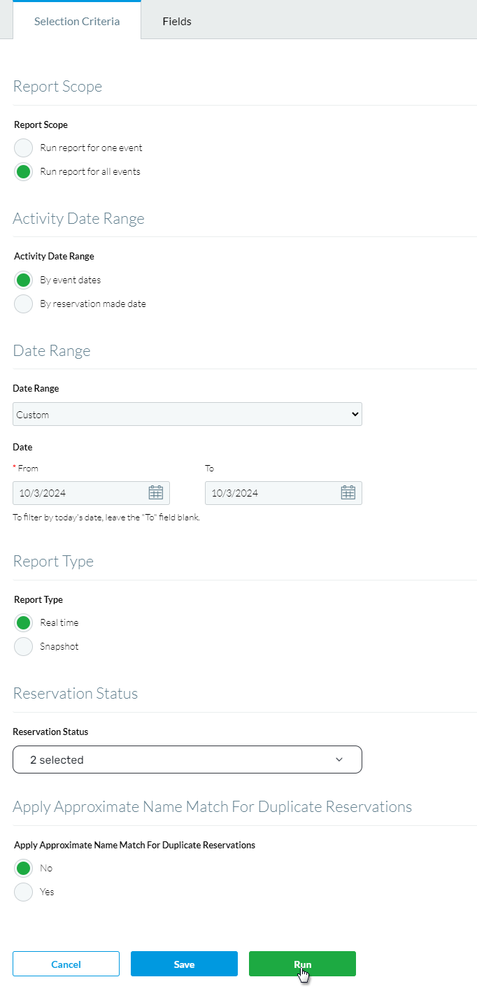Running the Room List Report in Passkey