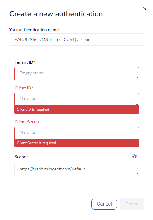 Authorizing the Microsoft Teams Integration
