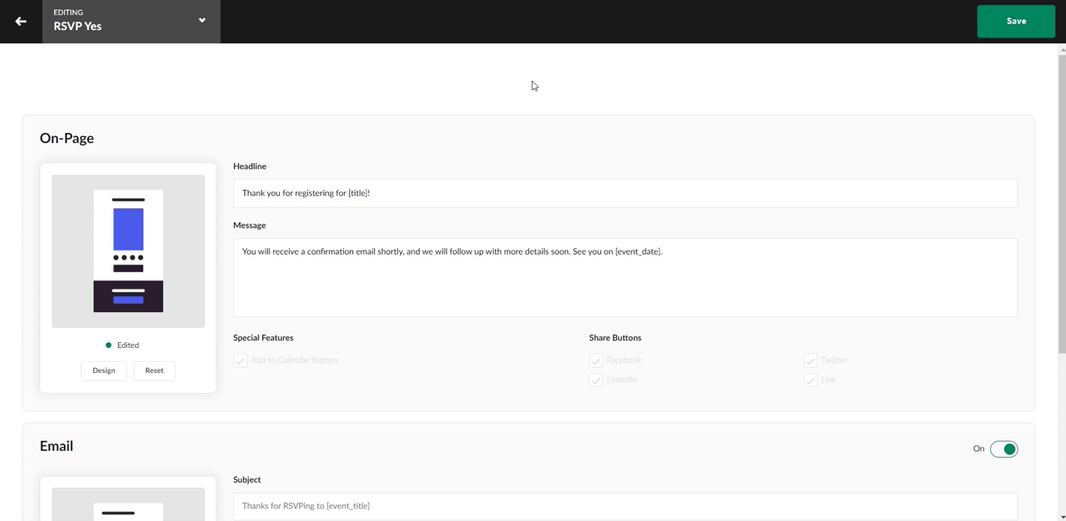 I edited my confirmation email. How do I revert back to the original ...