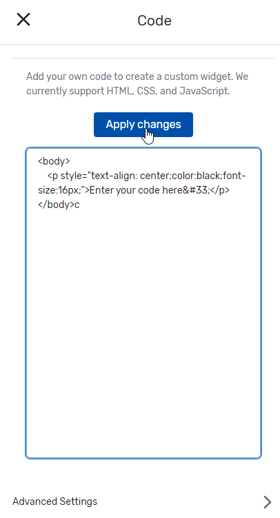 Using Code Widgets